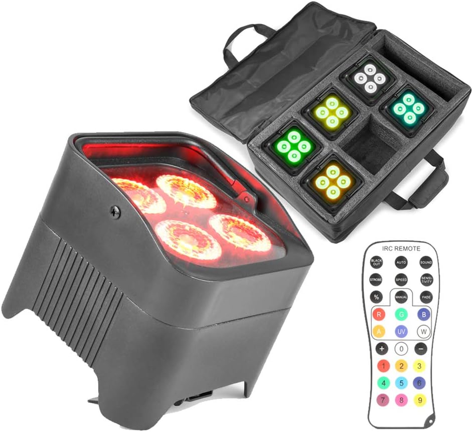 BeamZ BBP94 Wireless Battery Uplighters Kit, 6X Rechargeable RGBAW-UV ...