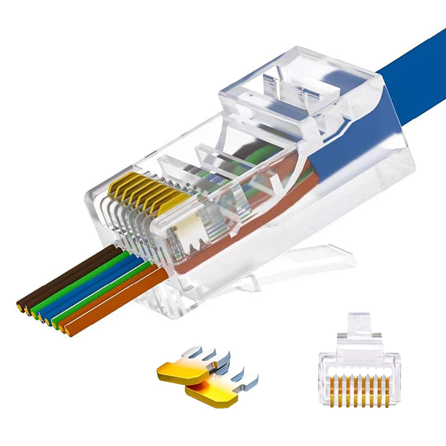 EZYUMM Conectores RJ45, 100 piezas Cat6 RJ45 de paso a través de ...