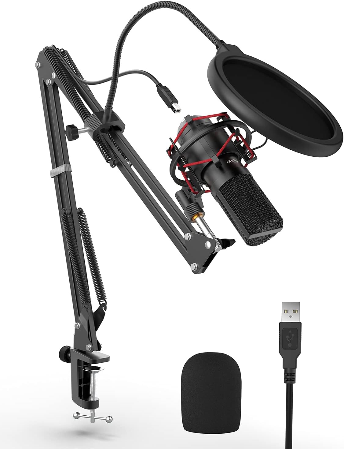 FIFINE Gaming microphone USB Microphone Kit with Arm Stand, Shock Mount ...