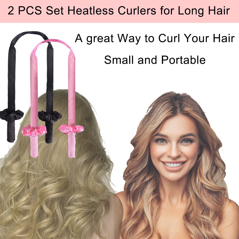 2 Pack Heatless Curling Rod Headband Heatless Hair Curler for Long Hair ...