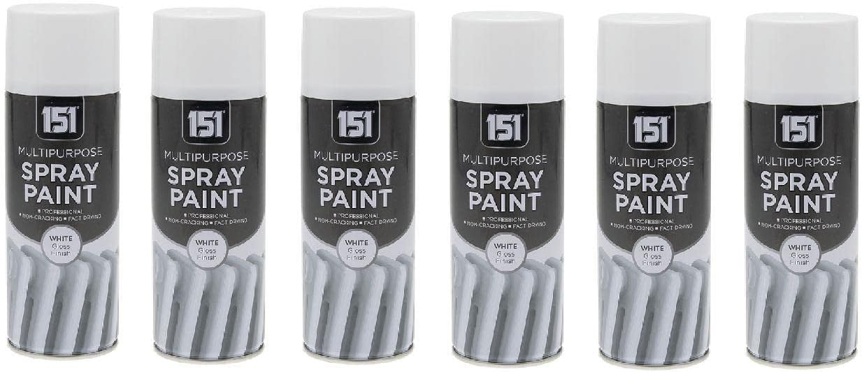 151 White Gloss Multi-Purpose Aerosol Spray Paint 400ml (6 Pack ...