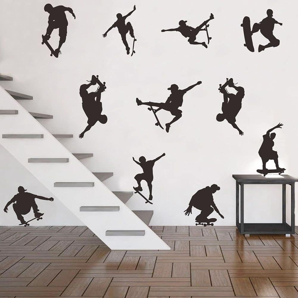 Amazon.com: Playing Skateboards Sports Wall Decal Home Sticker PVC ...