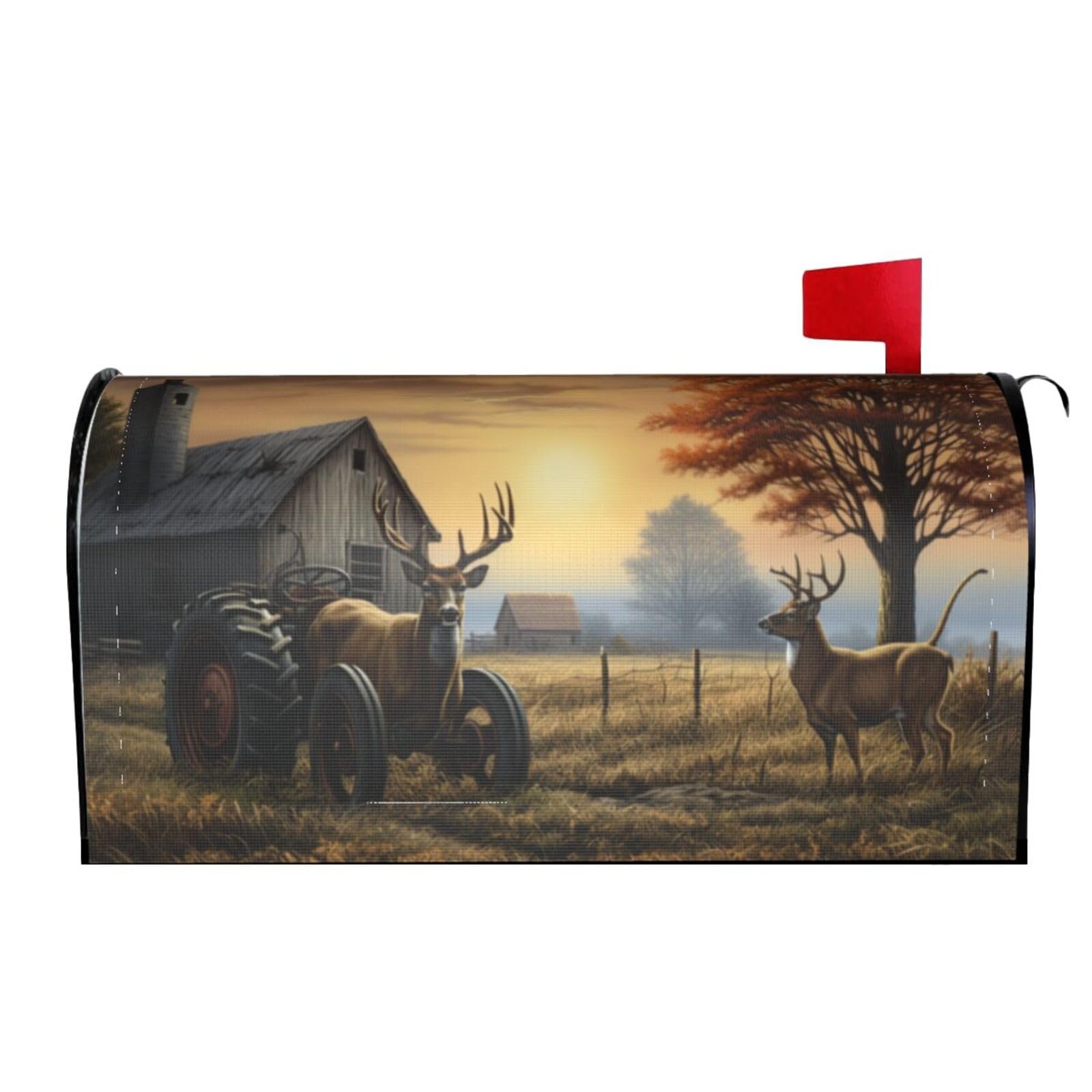 Amazon.com: Foruidea Deer Tractors Personalized Mailbox Covers Magnetic ...