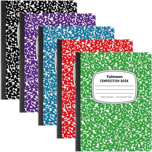 Amazon.com : Fulmoon 5 Pcs Composition Notebooks, Comp Book, 9.75 x 7.5 ...