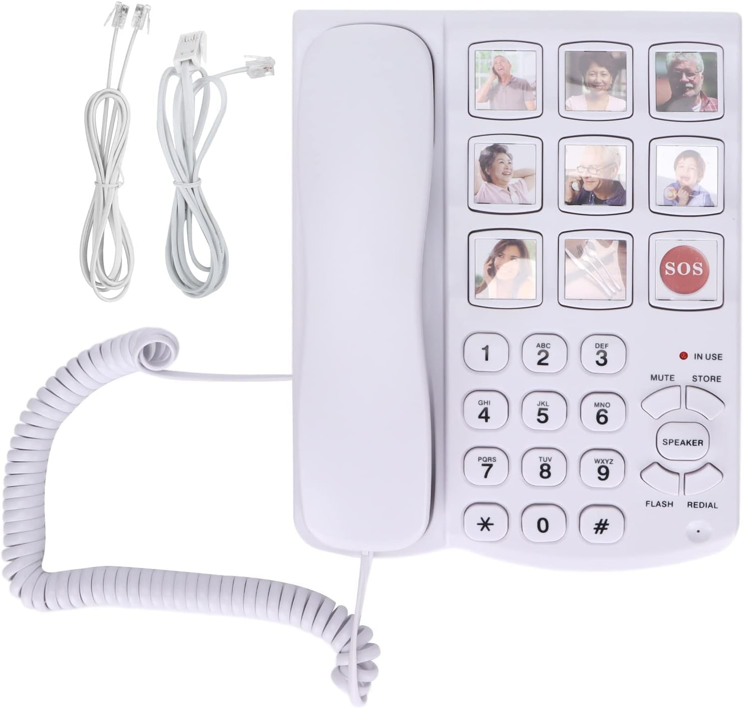 Serenib Big Button Corded Phone,LD‑858HF Hands-Free Dial Photo Memory ...