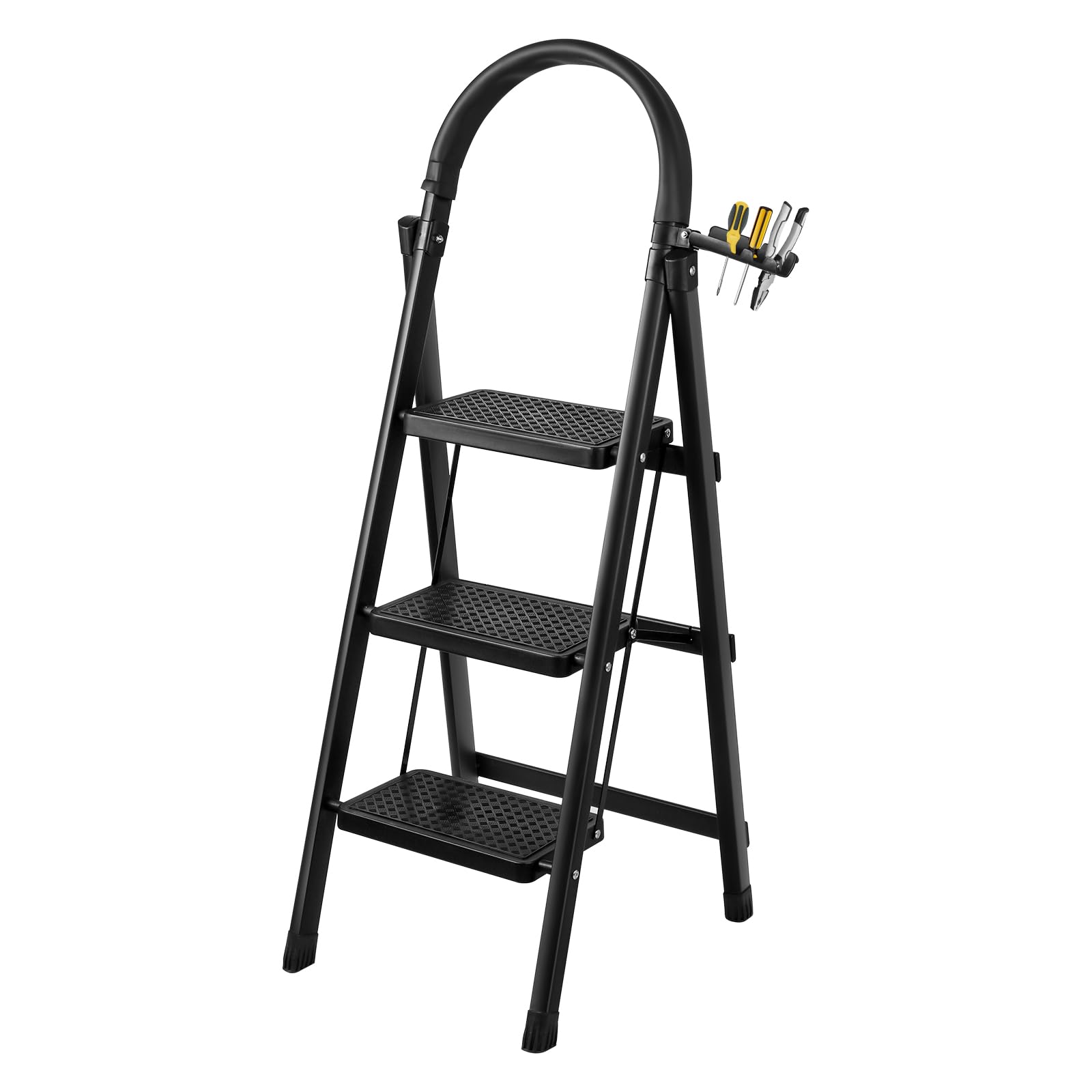 Step Ladder 3 Step Folding, Mjkeomo Portable Step Stool Foldable 3 Step ...