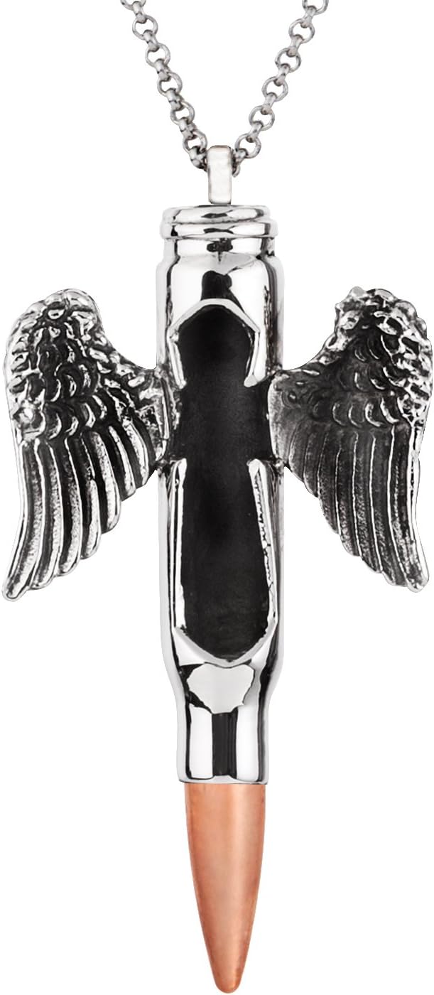 Amazon.com: bullet 4 peace Stainless Steel Bullet Pendant with Wings ...