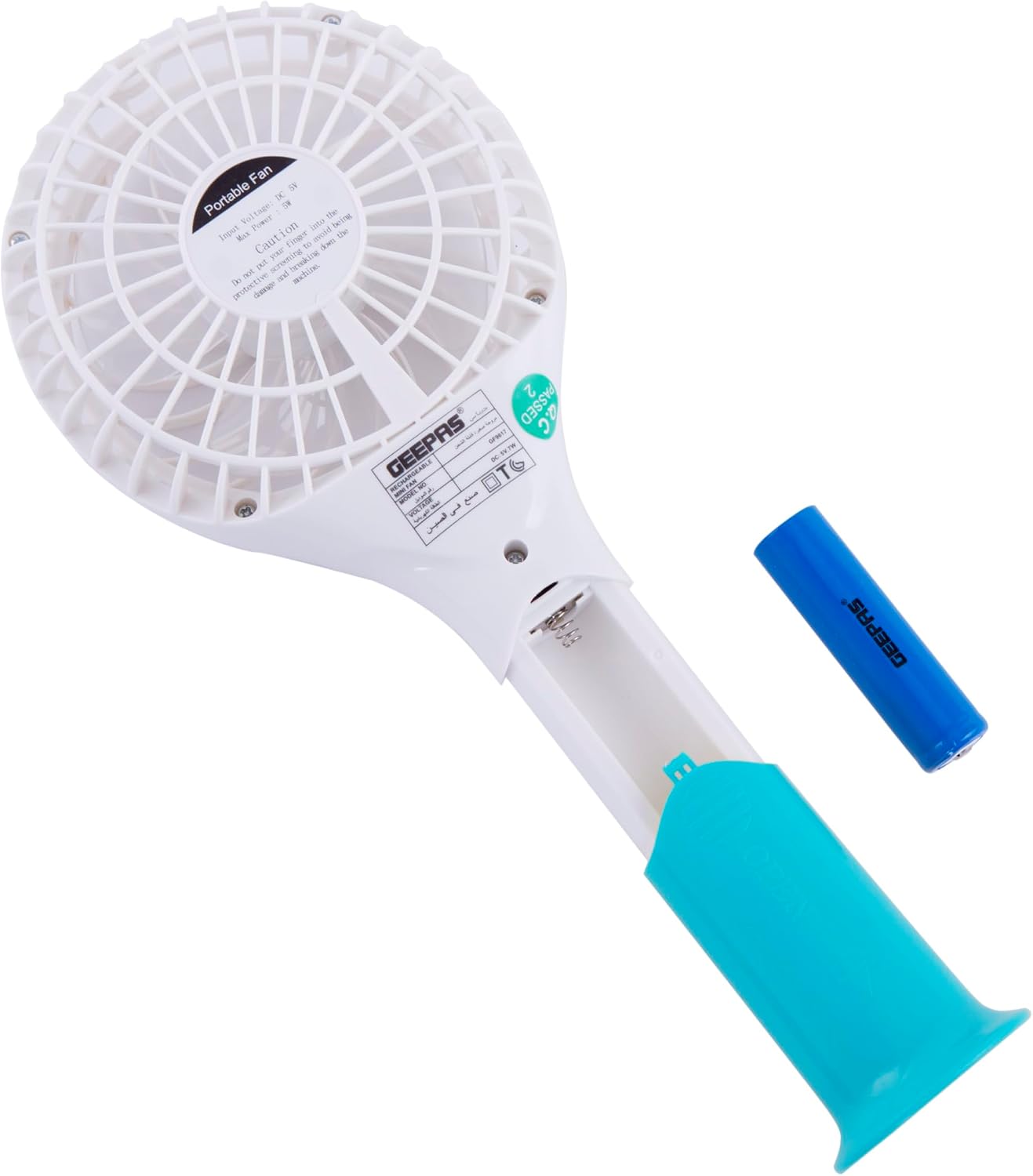 Geepas GF9617-BL Rechargeable Mini Fan Personal Portable Fan with 3 ...