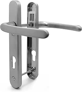 TSS Silver UPVC Door Handle Pair Set, Sprung, 92mm PZ (Centres), Lever ...