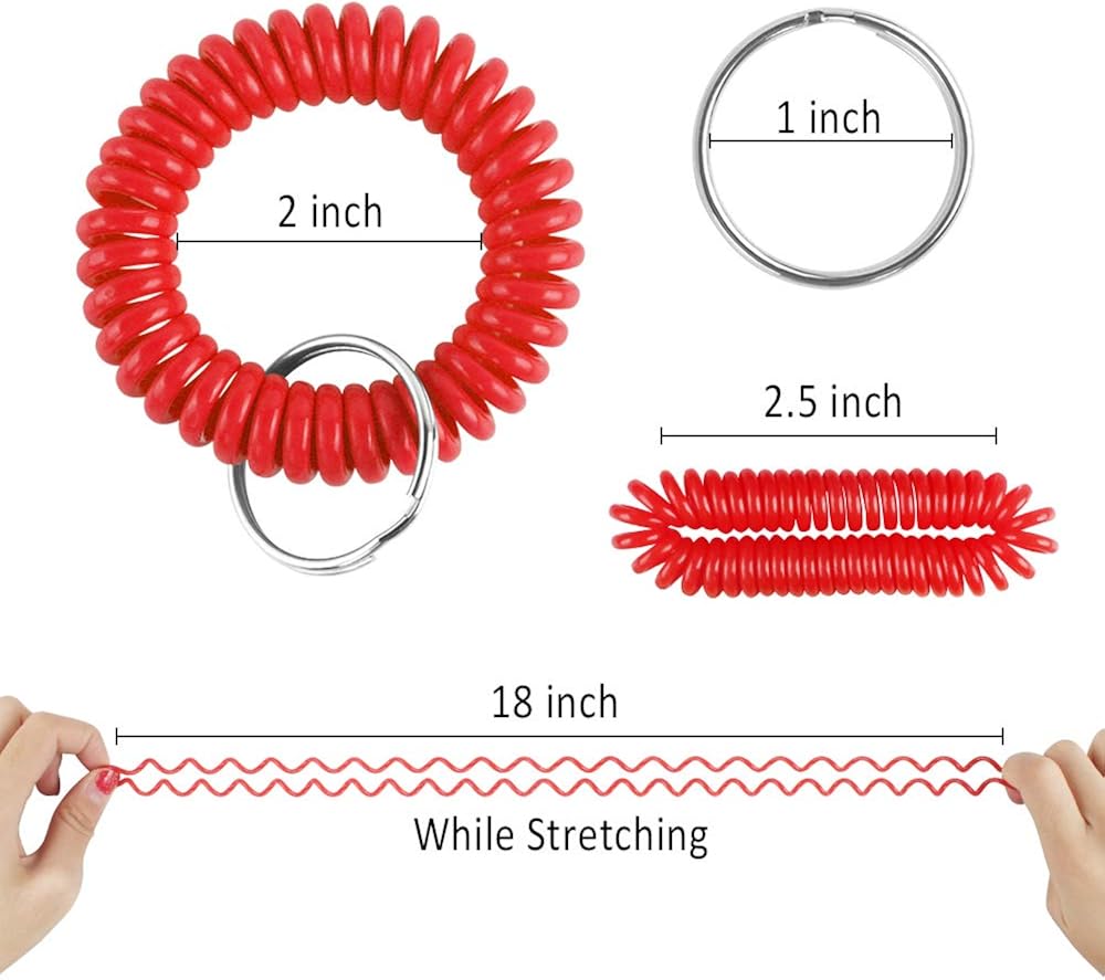 Amazon.com: 30 Pcs Wrist Coil Key Chain Bulk Spring Spiral Keychain ...