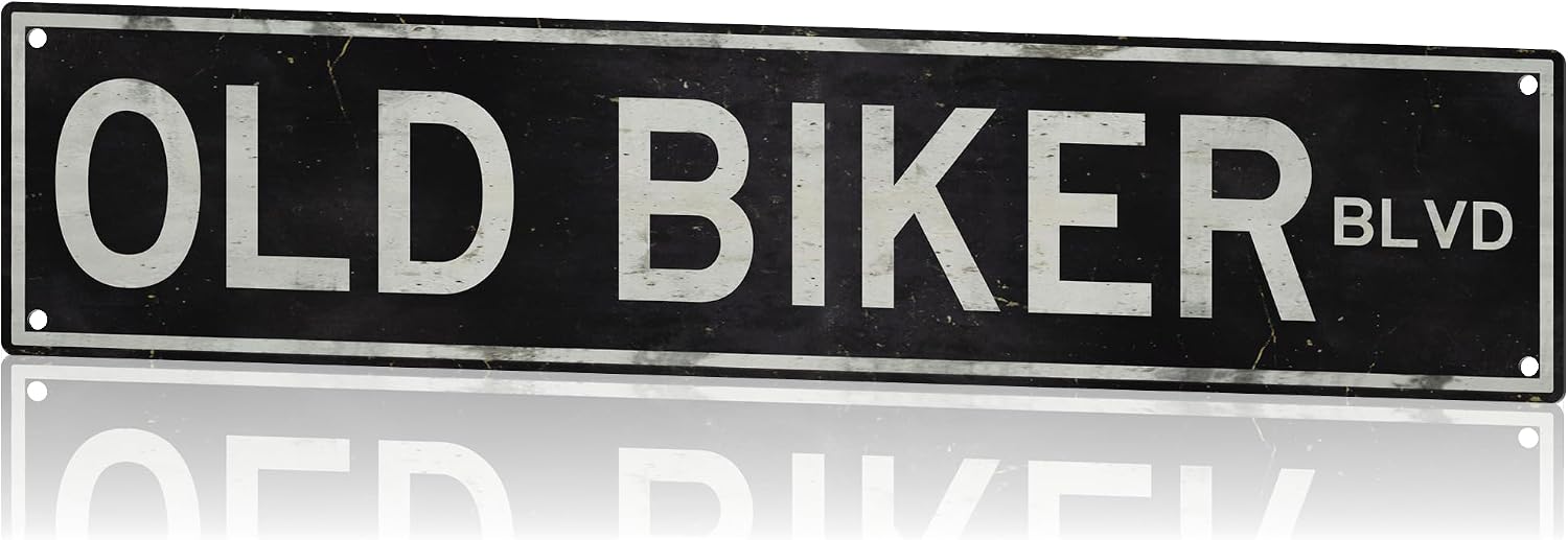 Amazon.com : Old Biker Blvd Metal Sign 18x4 Inch - Embossed Retro ...