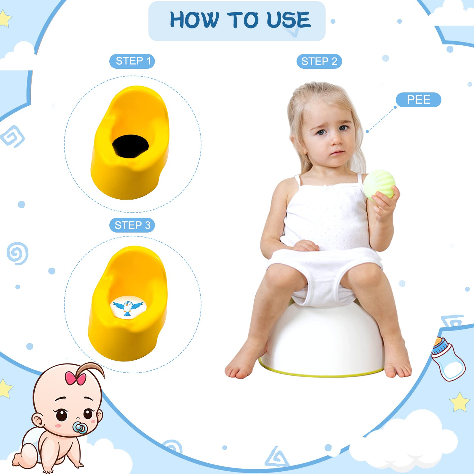 Snapklik.com : Geyee 24 Pcs Potty Training Stickers Potty You Pee On ...