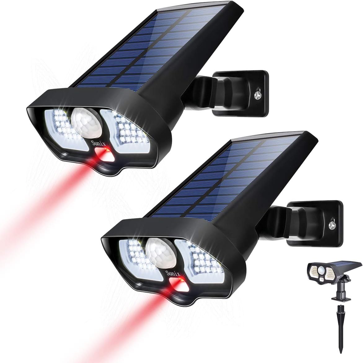 Solar Motion Sensor Light Outdoor 42 White LEDs 2 Red LEDs Ultra Bright ...