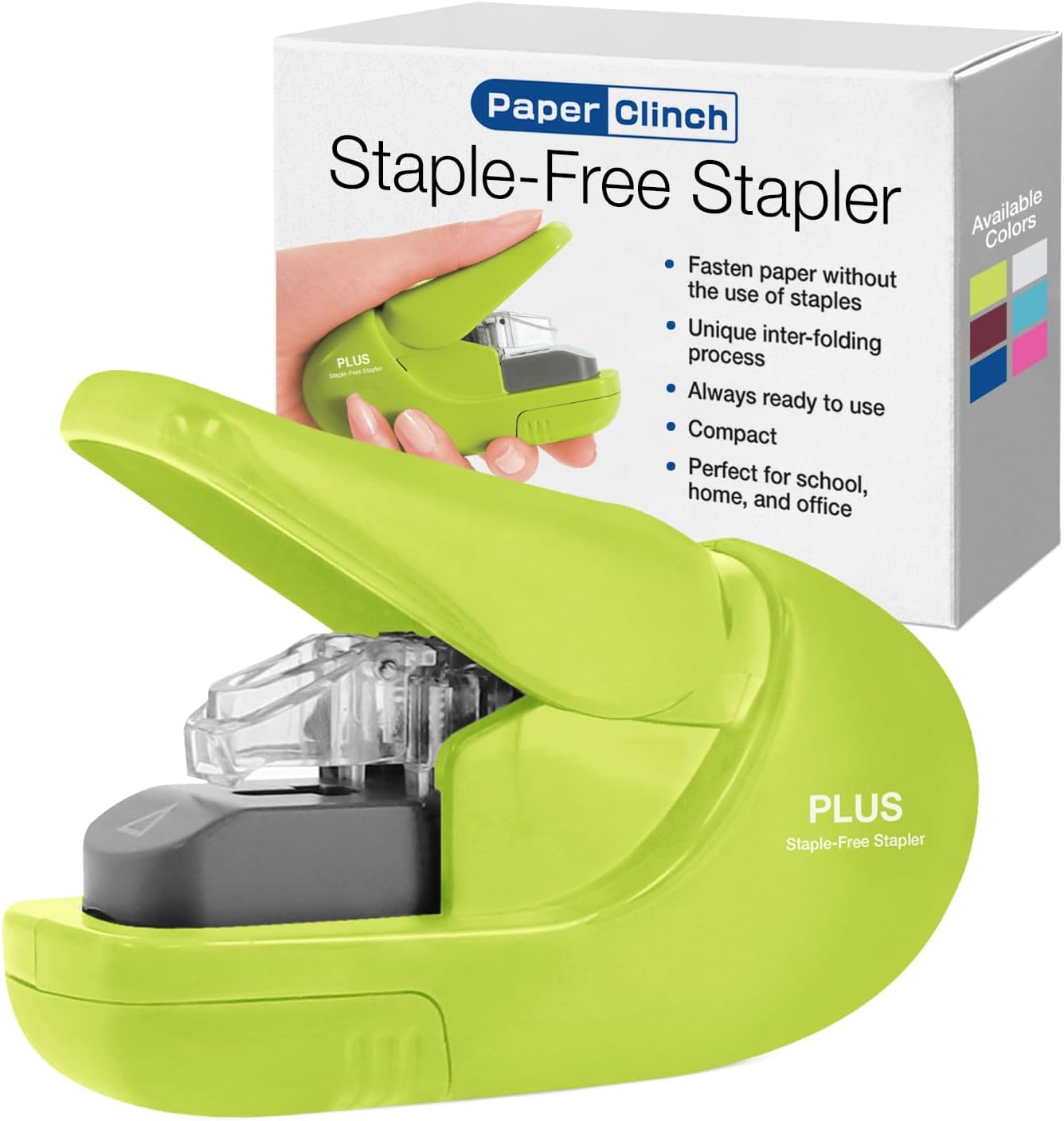 PLUS Japan, Staple-Free Stapler Green, 5 sheet capacity, 1 piece pack ...