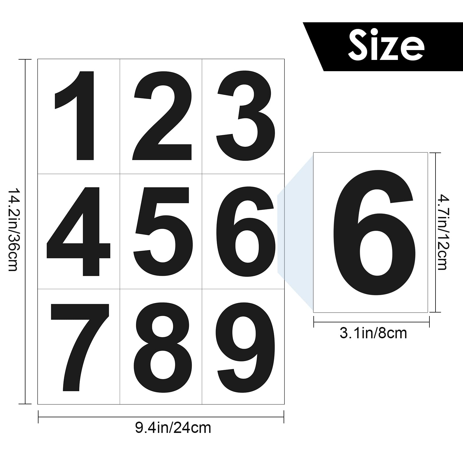 Snapklik.com : 36CM X 24CM Adhesive 1-9 Hip Numbers For Track And Field ...