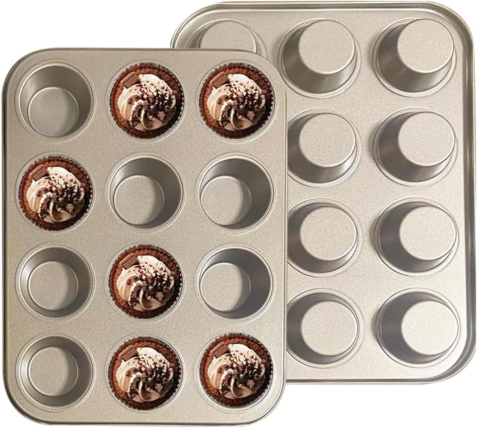 Amazon.com: YUNYDSM Muffin Pan, Cupcake Pan, Set of 2, 12-Cup Muffin ...