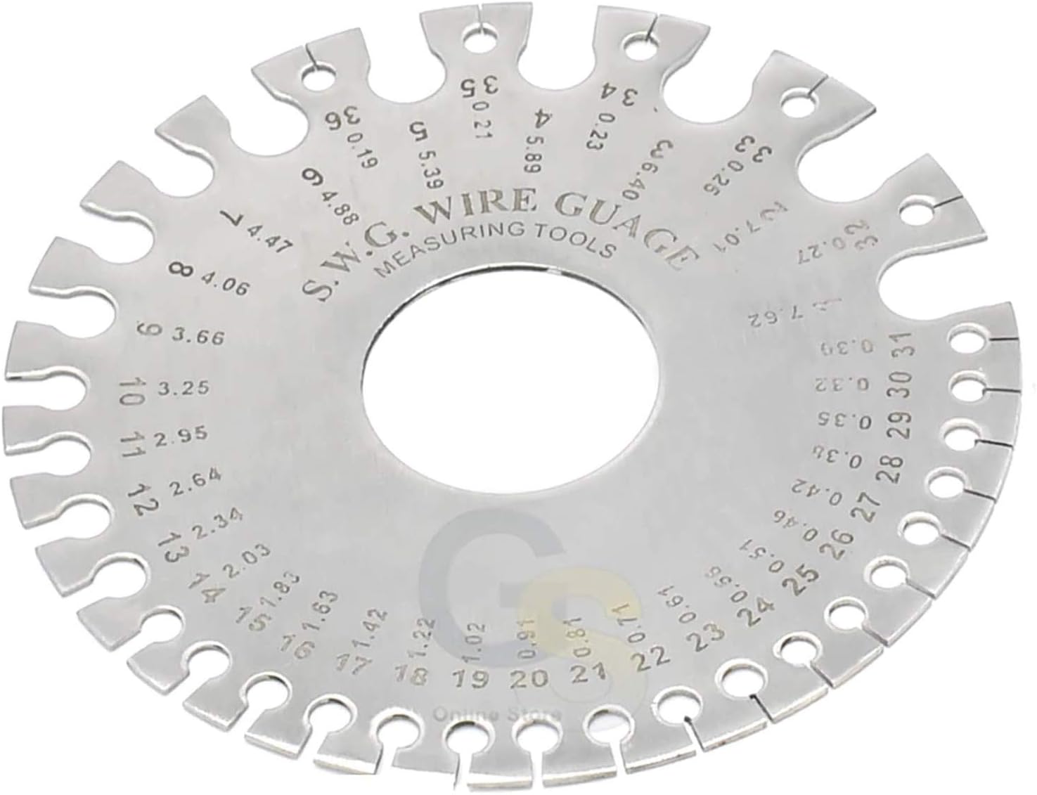 G.S Stainless Steel Wire Gauge Measures Standard And Metric G.S-WG-002