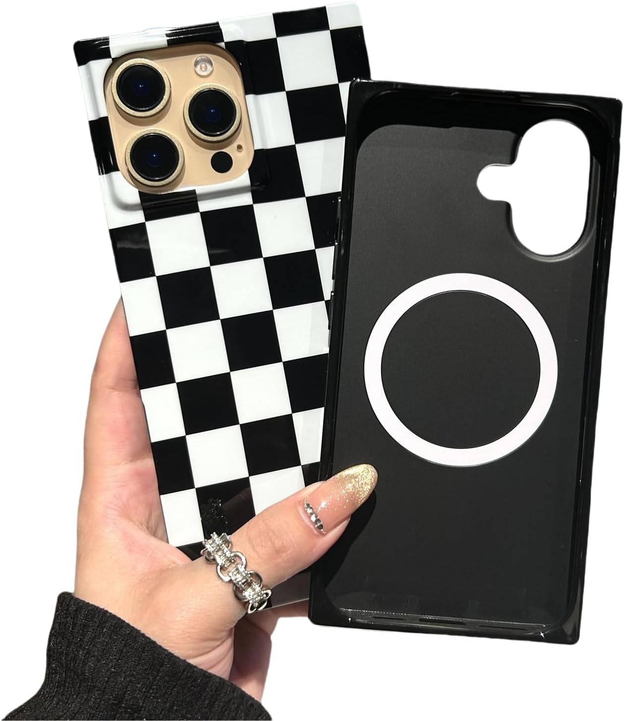 Amazon.com: RoyMonkey Checkered Strong Magnetic Case for iPhone 16 Pro ...