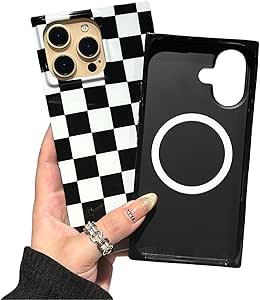 Amazon.com: RoyMonkey Checkered Strong Magnetic Case for iPhone 16 Pro Max Compatible with ...