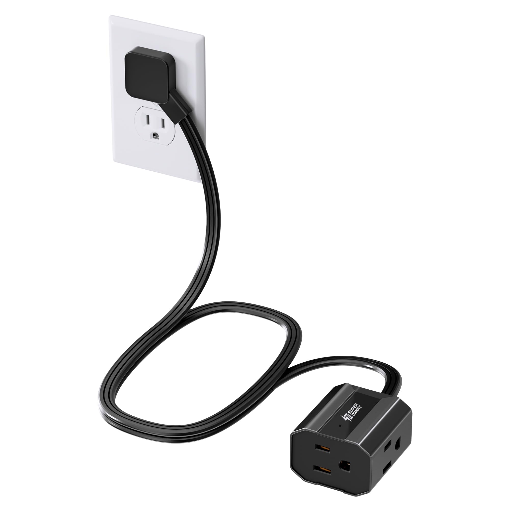 Amazon.com: Extension Cord 3ft SUPERDANNY Mini Power Strip Ultra Right ...