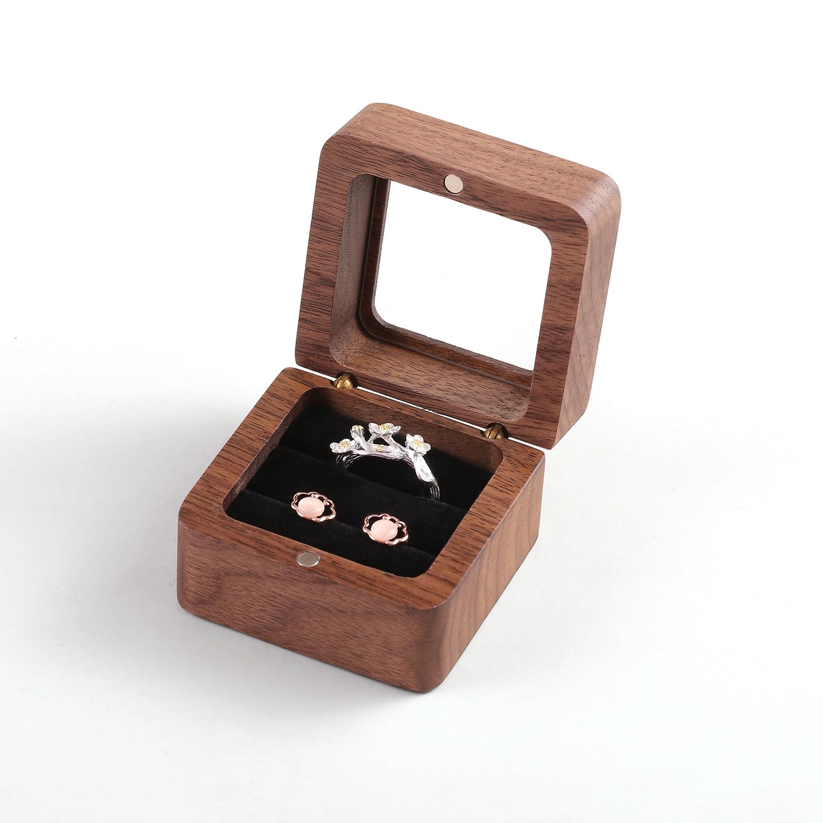 Amazon.com: CASEGRACE Wooden Ring Case - Ring Box for Wedding Ceremony ...