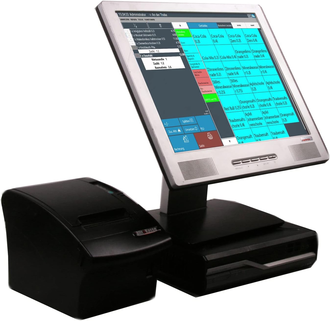 15" Restaurant-Kassensystem mit Touchscreen & Bondrucker – POS Kasse ...