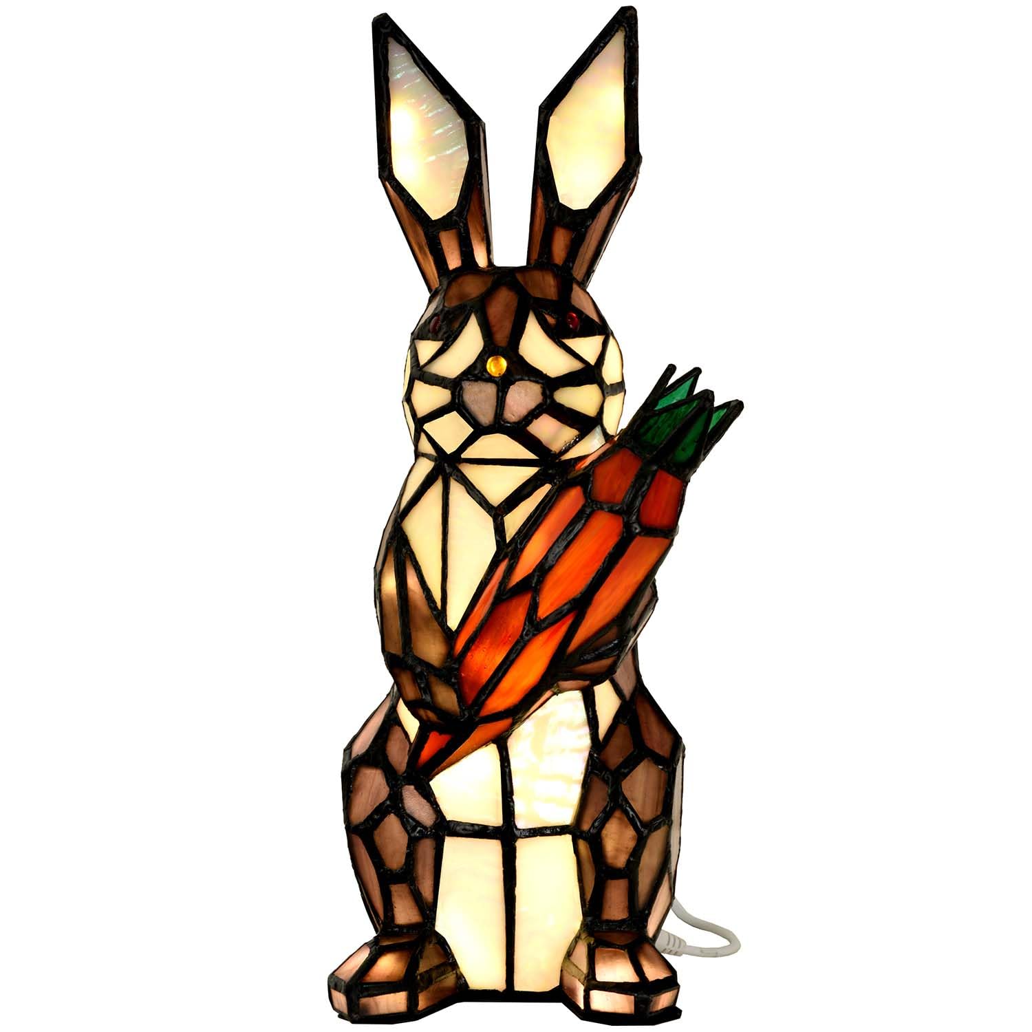 Bieye L10947 Bunny Holds Carrot Tiffany Style Stained Glass Accent ...