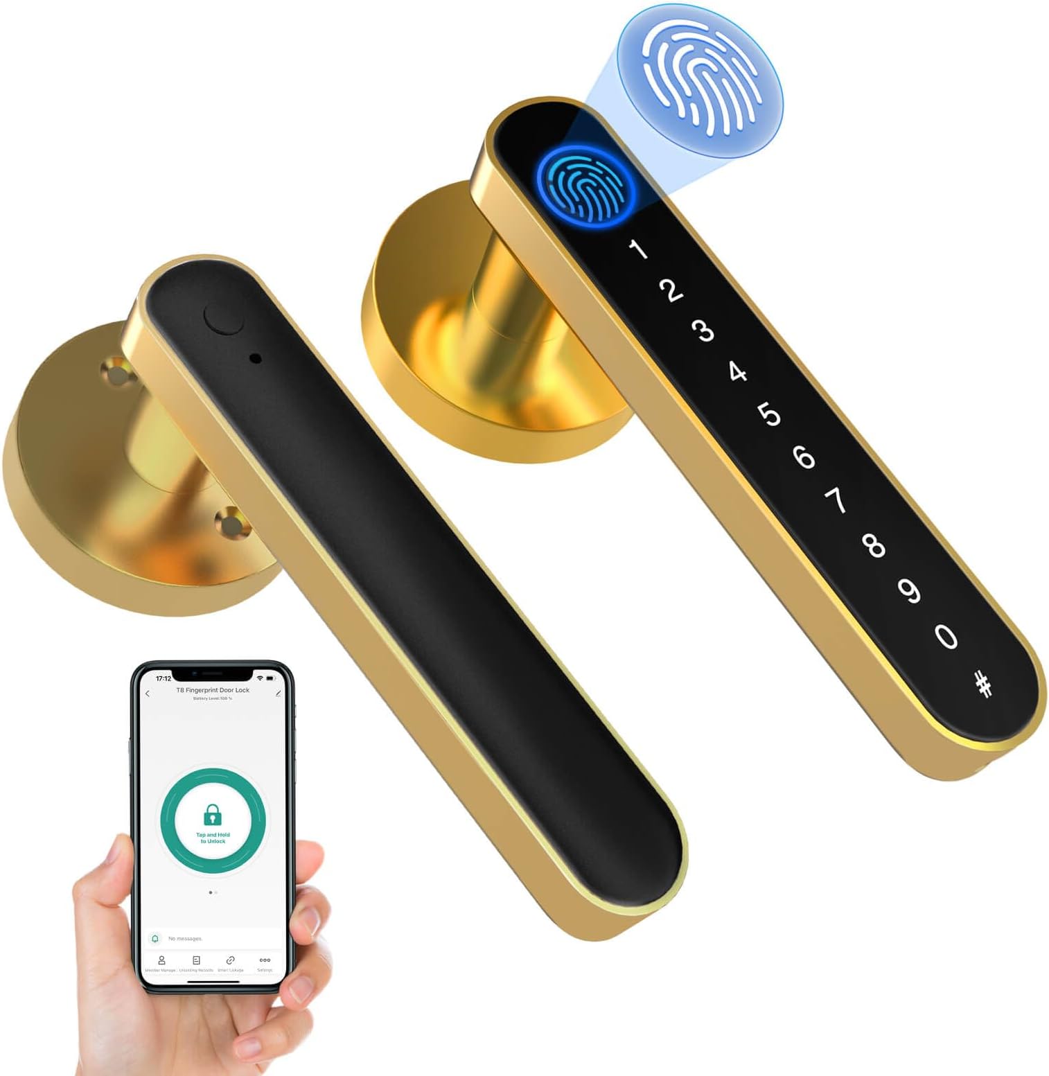 Fingerprint Door Lock, Smart Fingerprint Door Knob with Lock, Biometric ...