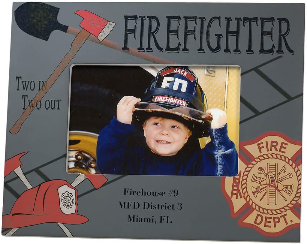 Amazon.com: Personalized Firefighter Frame, 4” x 6” Photo Opening ...