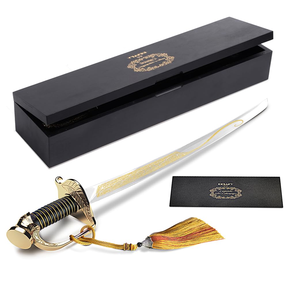 Amazon.com | Champagne Saber with Golden Handle & Wooden Gift Box ...