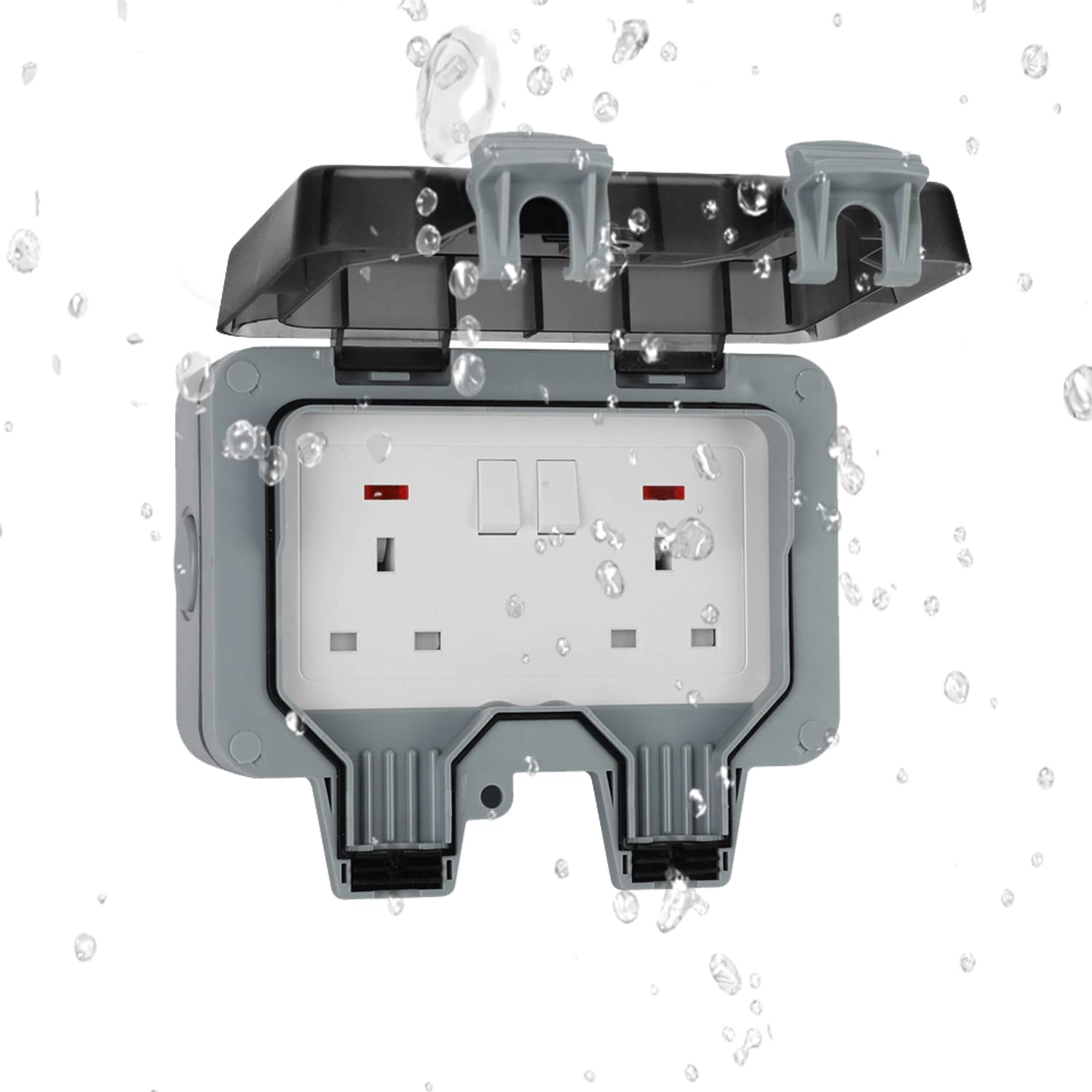 Occuwzz Double Outdoor Socket Waterproof Socket,Wall Electrical Power ...