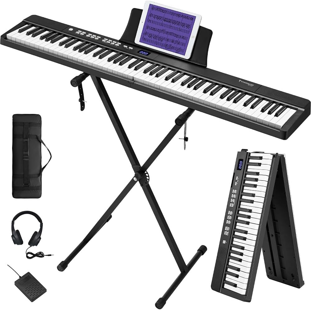 Amazon.com: Cossain 88 Key Digital Piano, Folding Piano Keyboard [Full ...
