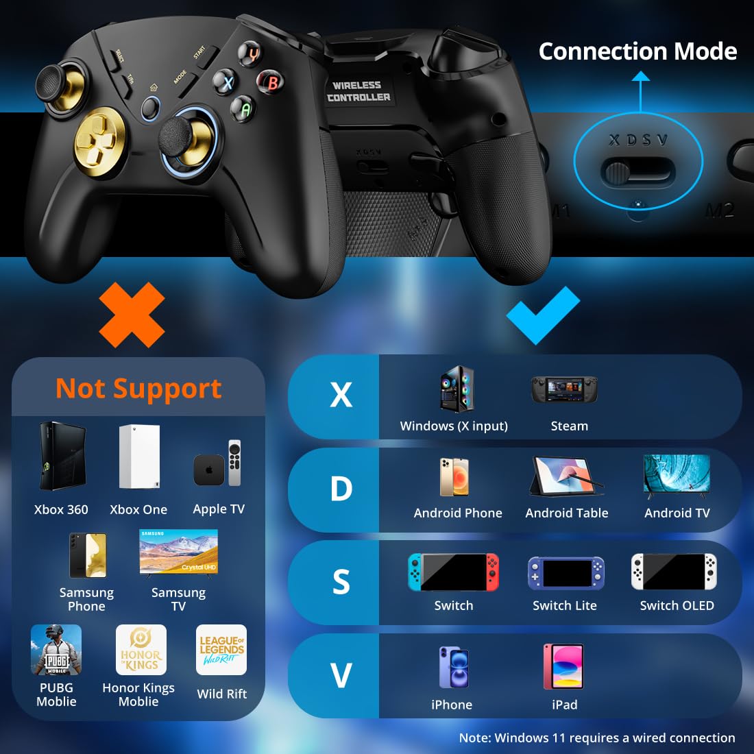 Snapklik.com : Multi-Platform PC Wireless Controller, Bluetooth Gaming Controller, Compatible