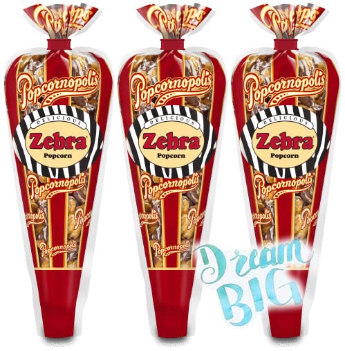 Amazon.com: Popcornopolis Gourmet Popcorn - 3 Zebra Mini Cones ...