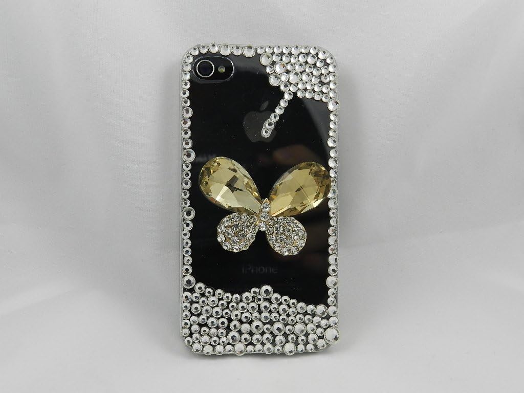 Amazon.com: 3D butterfly Bling Crystal clear rhinestone Case Cover for ...