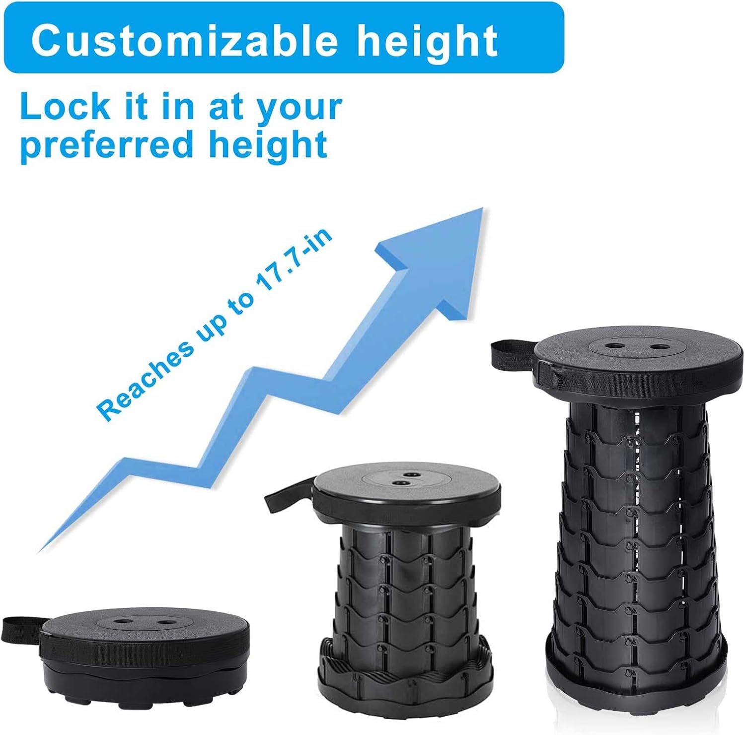 VOLIXOD Taburete telescópico plegable portátil, taburete retráctil para ...