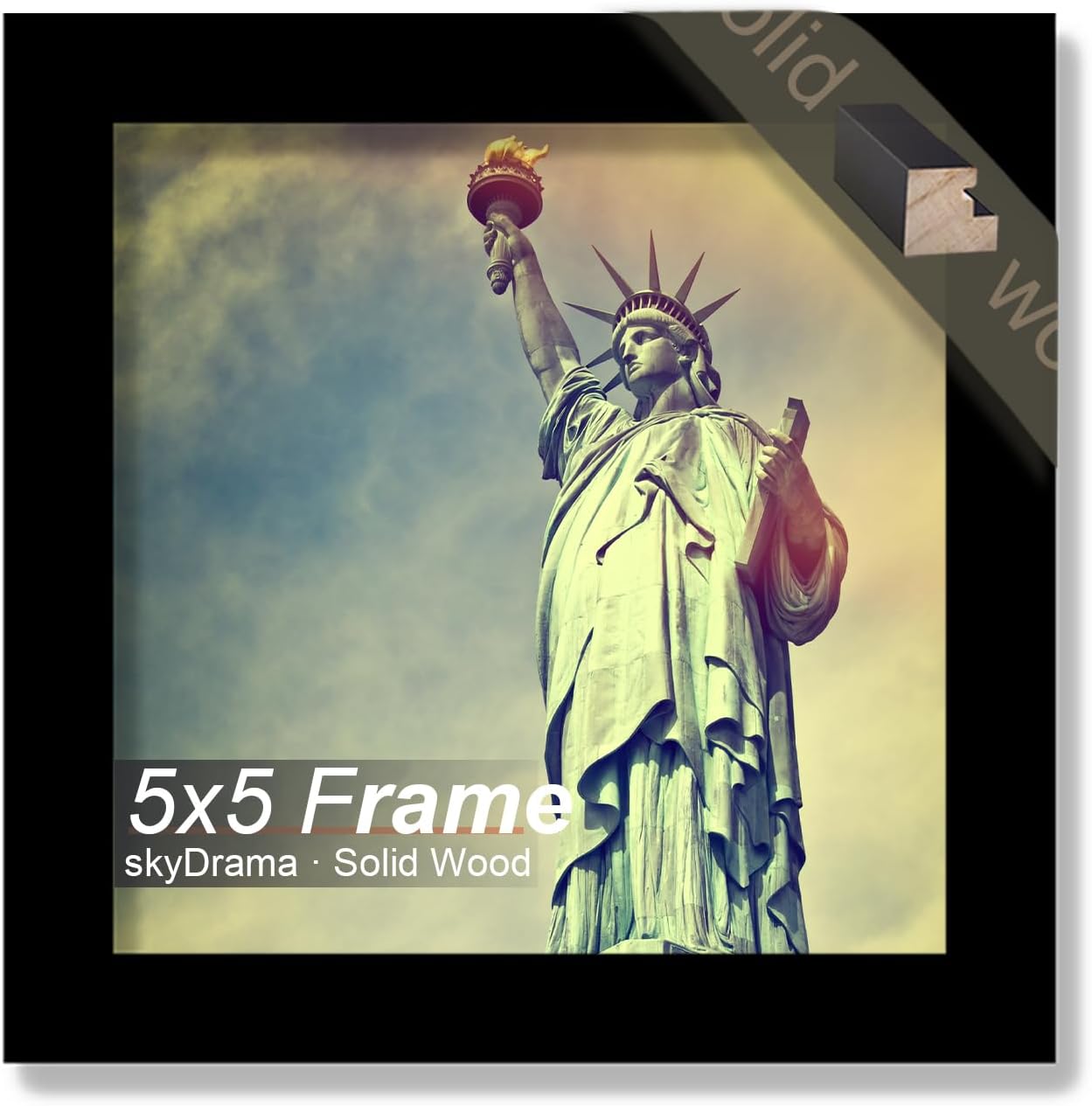 Amazon.com - skyDrama 100% Solid Wood 5x5 Frame, Black Square Picture ...