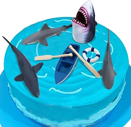Amazon.com: Shark Cake Toppers Beach Shark Cake Decorations Set with ...