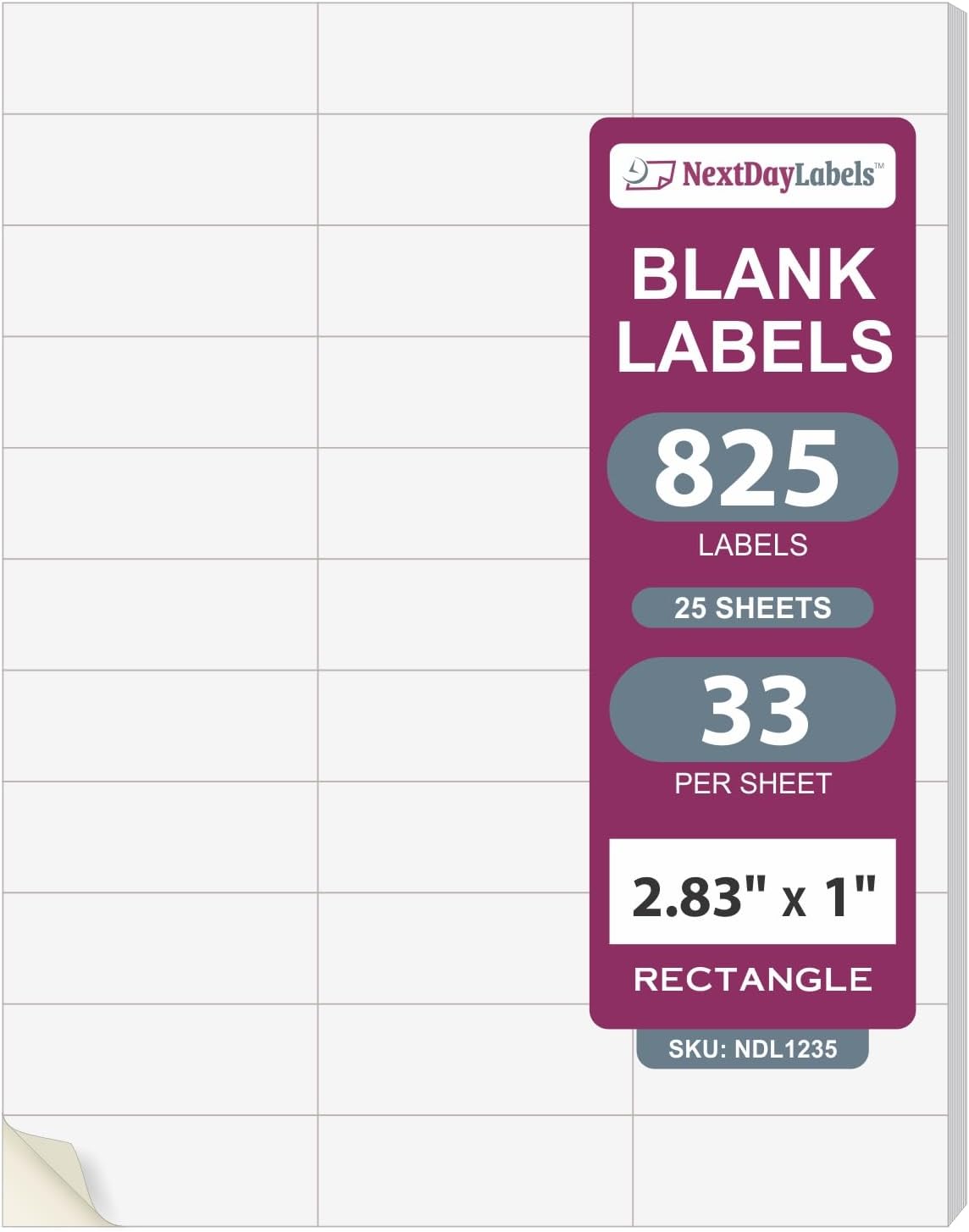 Amazon.com : NextDayLabels - 2.83" x 1" Rectangular Sticker Labels for ...