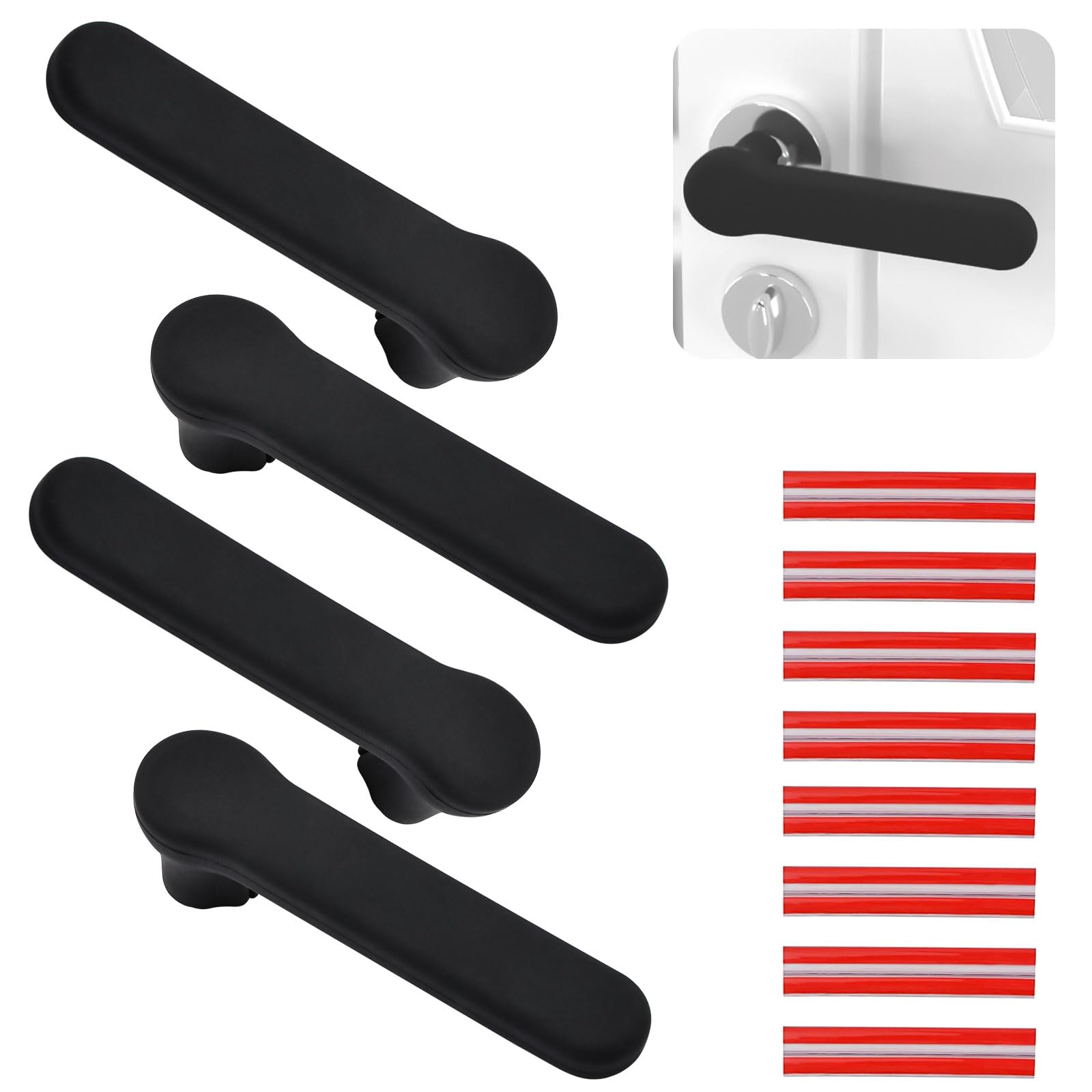 UFURMATE Door Handle Covers, 4Pcs Matte Black Silicone Door Handle ...
