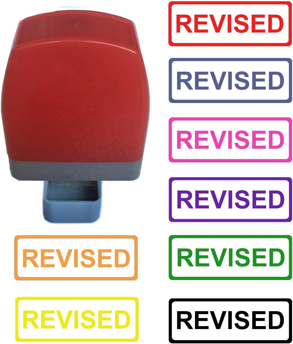 Amazon.com : Revised Self Inking Rubber Stamp - Red Ink Color ...