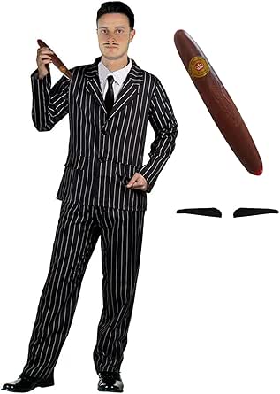 Mens Halloween Costume - Black Pinstripe Suit & Trousers, Spiv Tash and ...