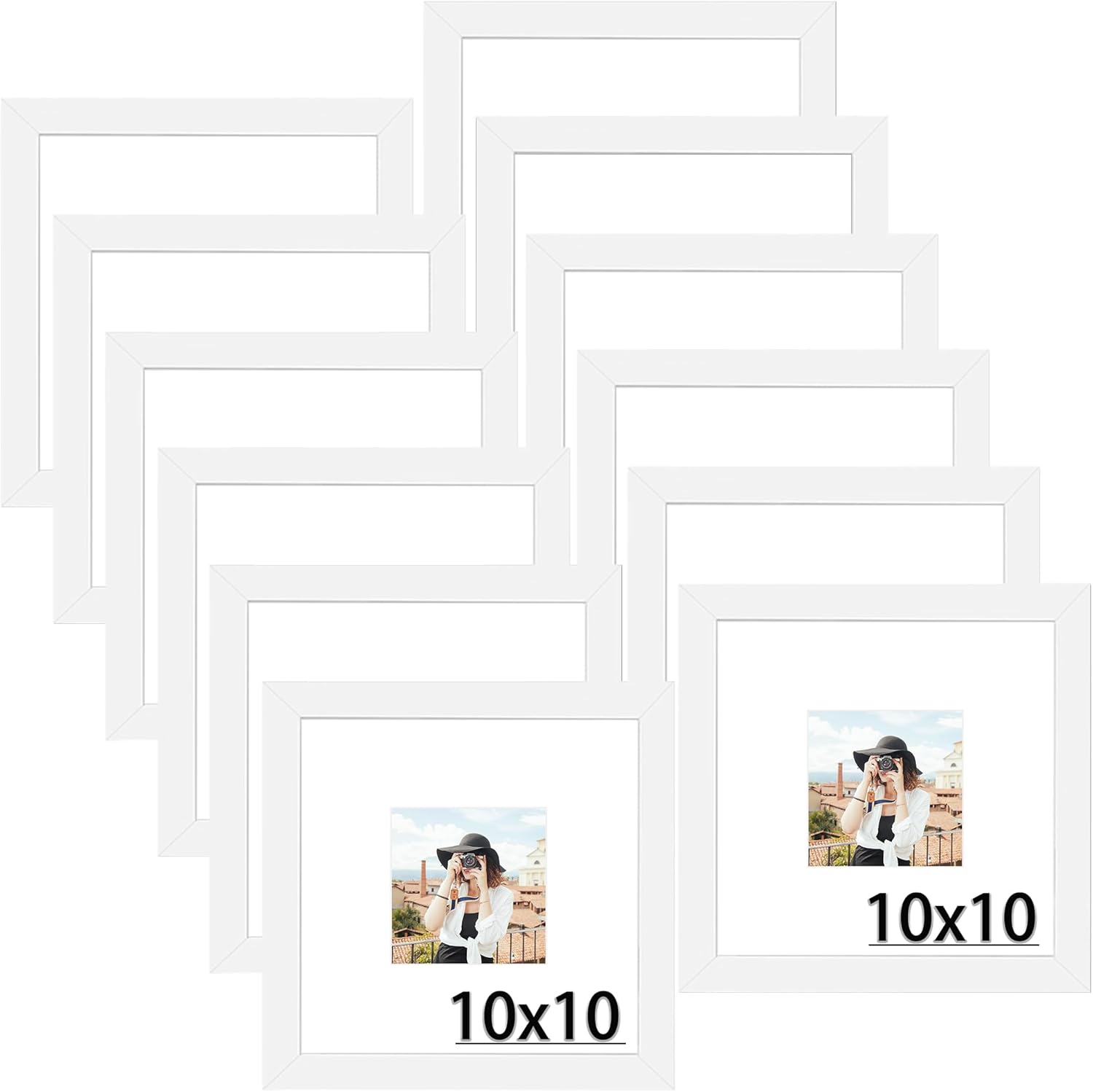 Amazon.com - Picrit 10x10 Picture Frame Set of 12, Display 5x5 with Mat ...
