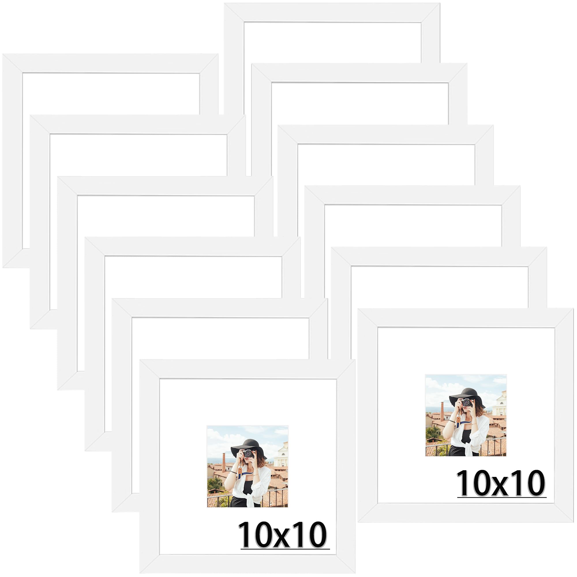 Amazon.com - Picrit 10x10 Picture Frame Set of 12, Display 5x5 with Mat ...