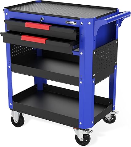 Amazon.com: WORKPRO 28” Rolling Tool Cart, Premium 2-Drawer Utility ...