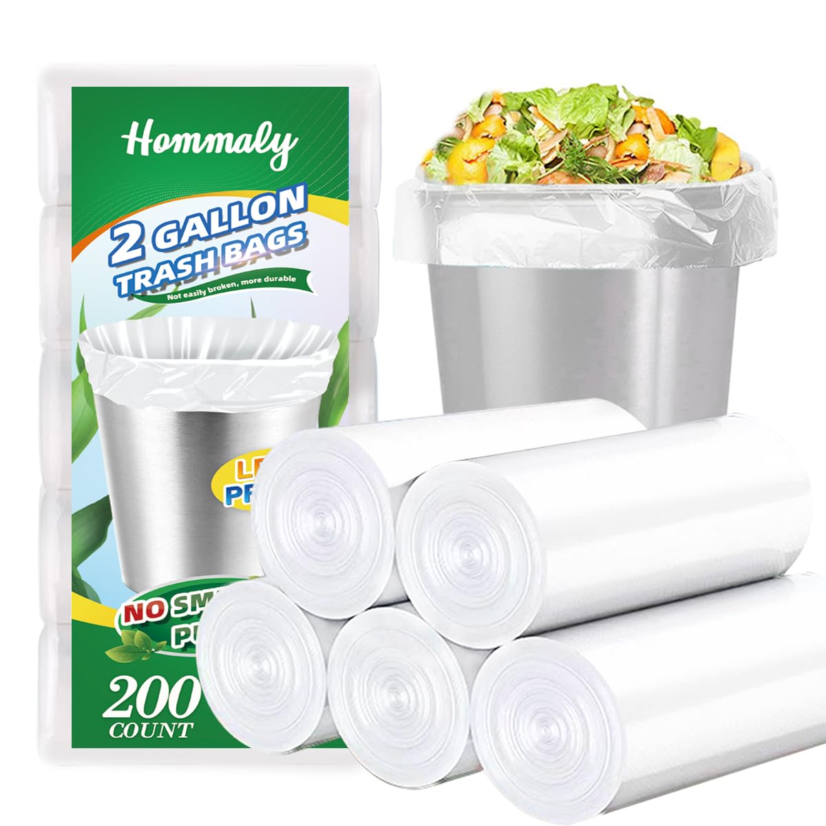 Amazon.com: Hommaly 2 Gallon 200 pcs Small Clear Trash Bags(Fit1.8-2 ...
