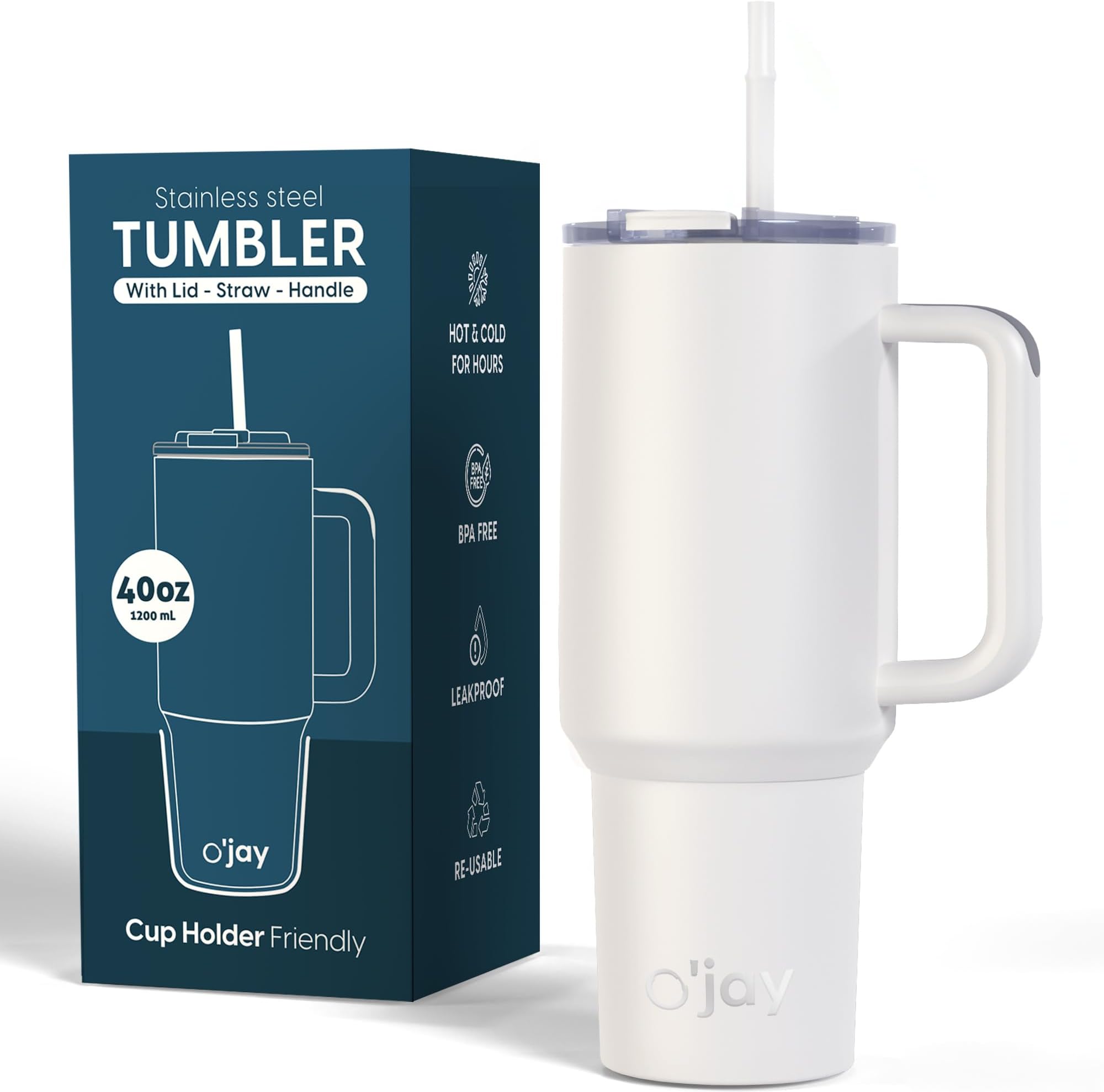 Amazon.com | GARMAY Upgraded 40 OZ Tumbler with Handle and Straw Lid ...