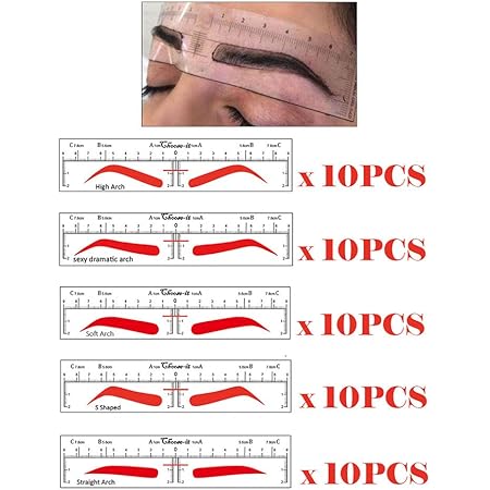 Amazon.com : Skymore Eyebrow Ruler, 100Pcs Eyebrow Stencil Microblading ...
