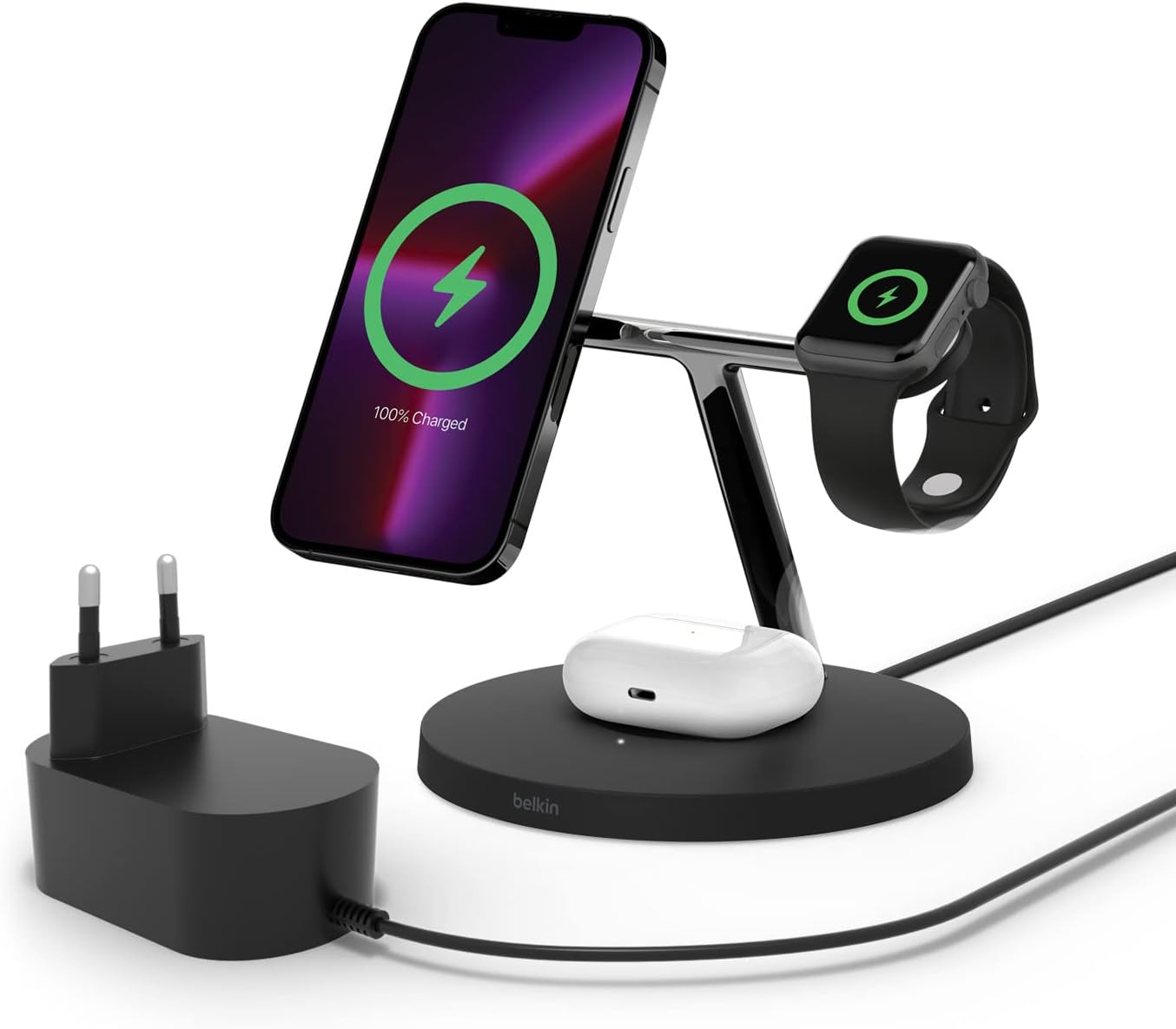 Belkin Chargeur magnétique 3-en-1 MagSafe (15 W, recharge rapide ...