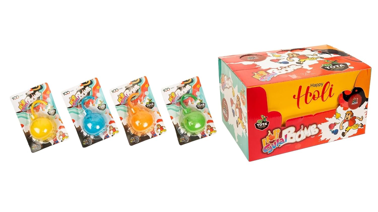 Tota Holi Gulal Ball | Herbal Gulal Bomb Toy in 6 Different Vibrant ...